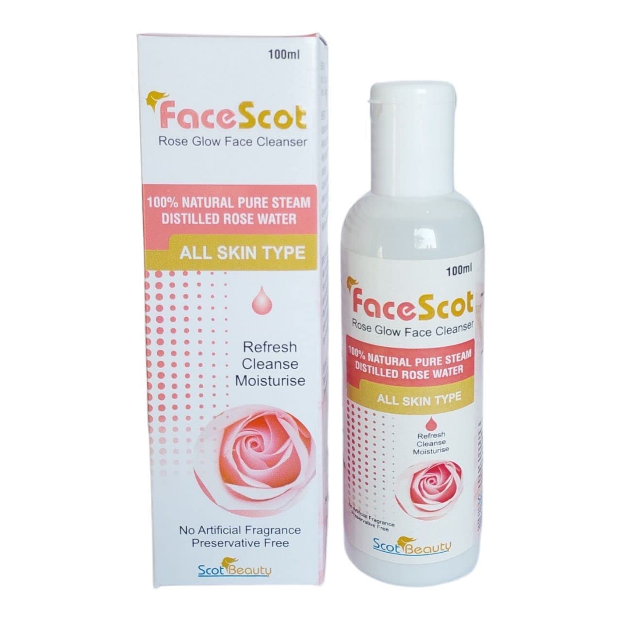 Scot Beauty FACESCOT Rose Glow Face Cleanser Rose Water 100ML (3 ...