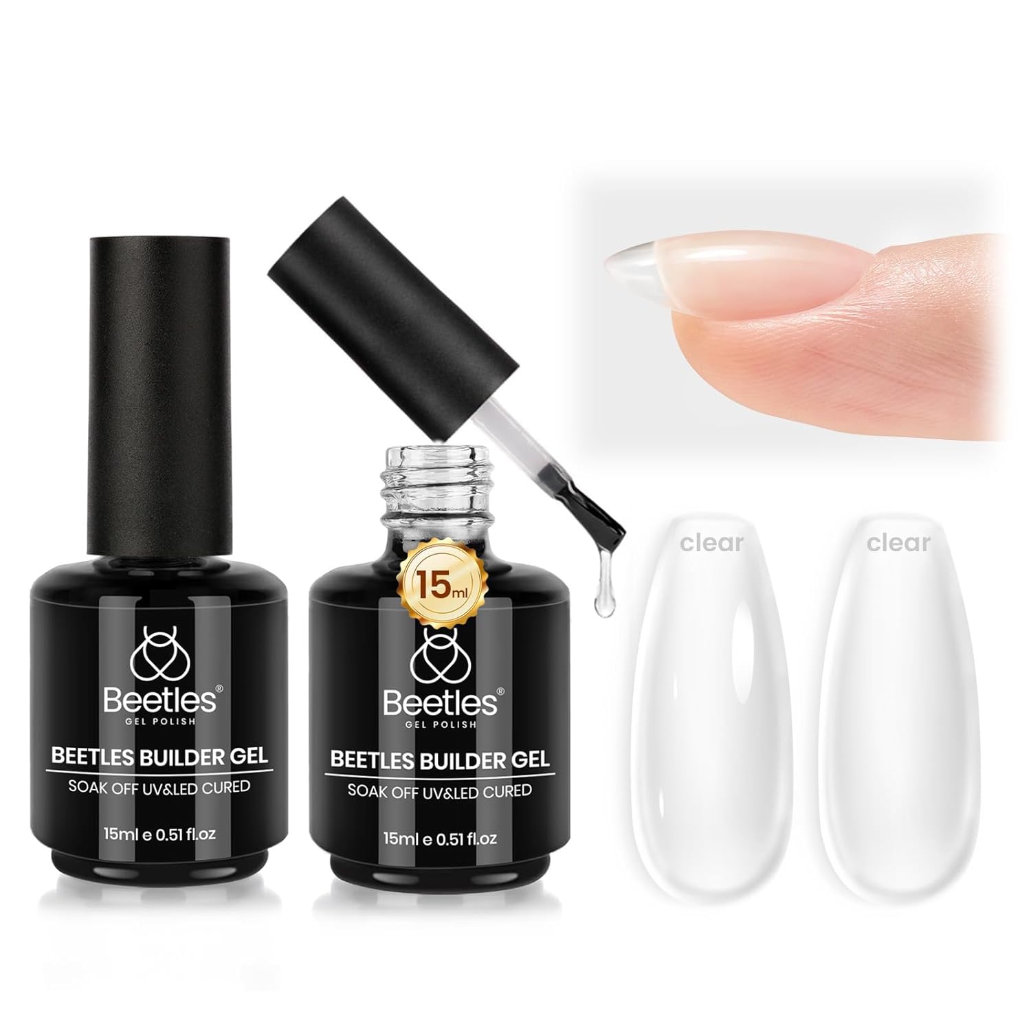 Amazon.com : Beetles Builder Gel Set,Dew Glow 2 Pcs 0.5 oz 8 in 1 Nail ...