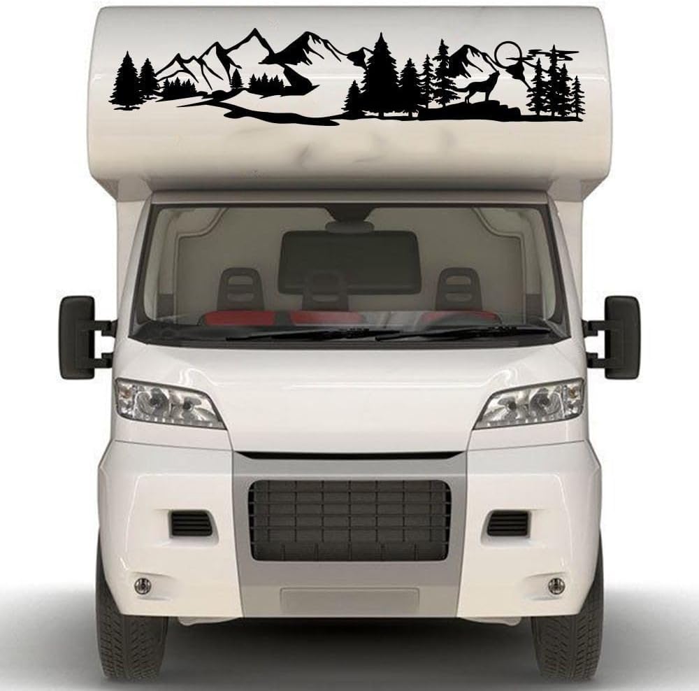 Amazon.com - Large Mountain Tree Forest Moon Camper Rv Car Sticker ...