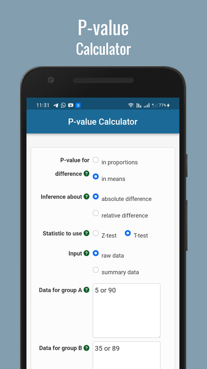P value Calculator - App on Amazon Appstore