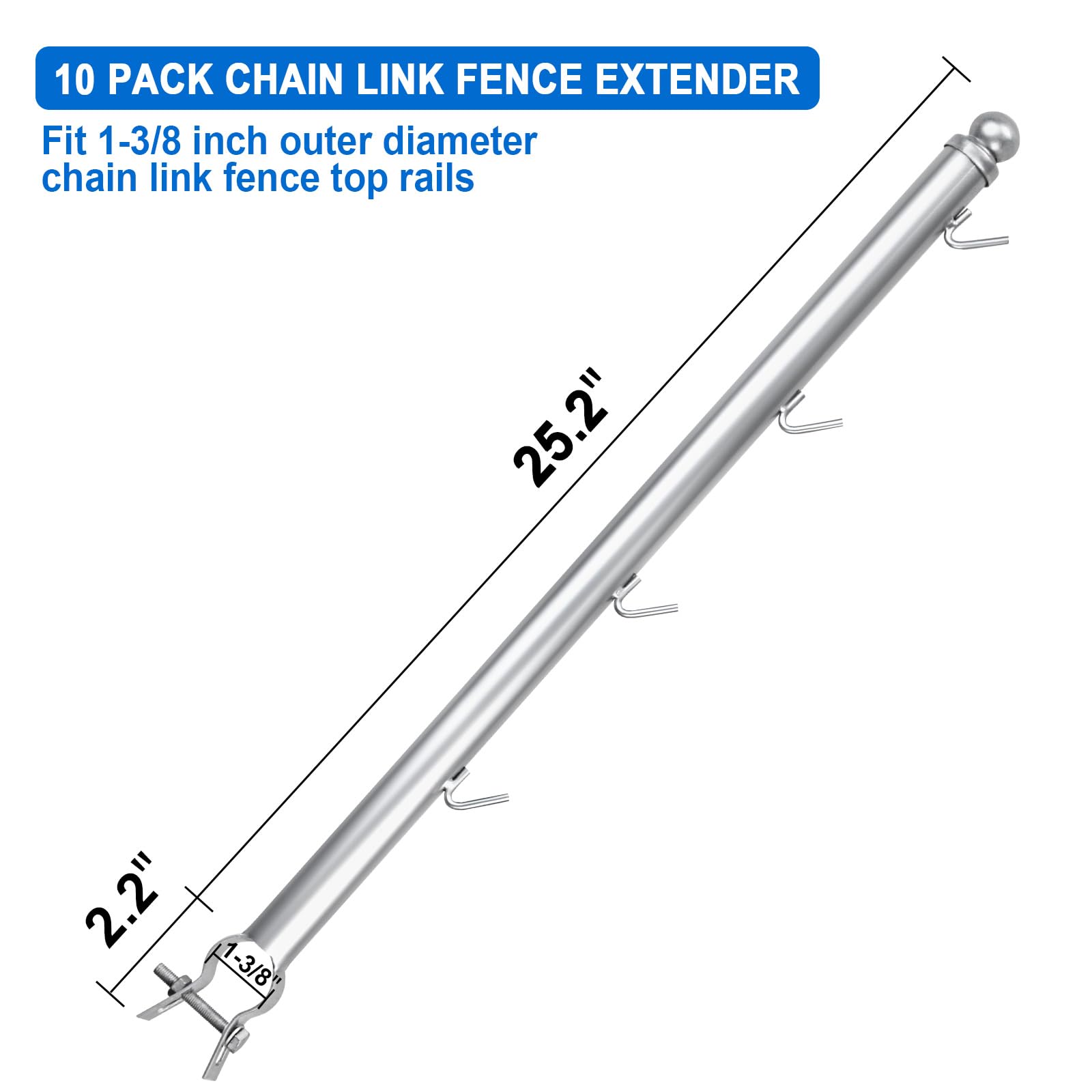 YXJSTO 10 Pack Barbwire Arm Extensions for Chain Link Fence, 25" Barbed ...