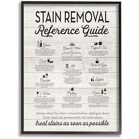Amazon.com: The Stupell Home Decor Collection Stain Removal Reference Guide Typography Framed ...