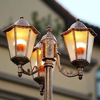 Outdoor Lamp Post Light, 3-Lights European Victorian Outdoor Pole Post ...