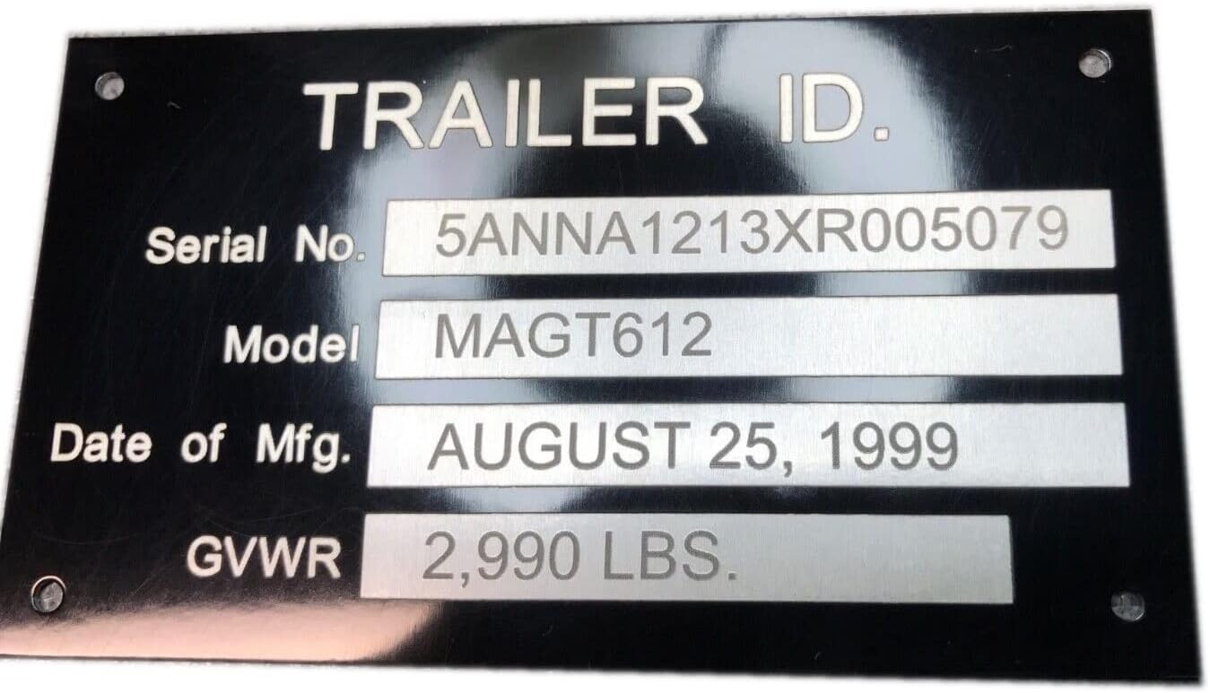 Amazon.com: Engraved Trailer Equipment Plate Tag Serial Model ID Truck ...