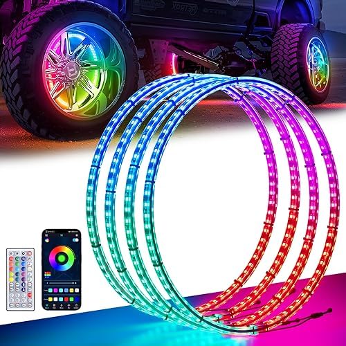 Amazon.com: Ehaho 17.5" Double Row Wheel Lights, Brighter RGB Dream ...