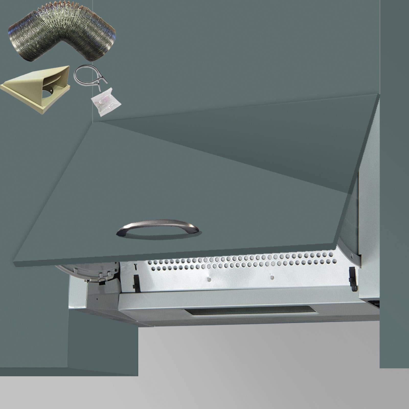 SIA INT60SS 60cm Silver Integrated Built In Kitchen Cooker Hood And 3m ...