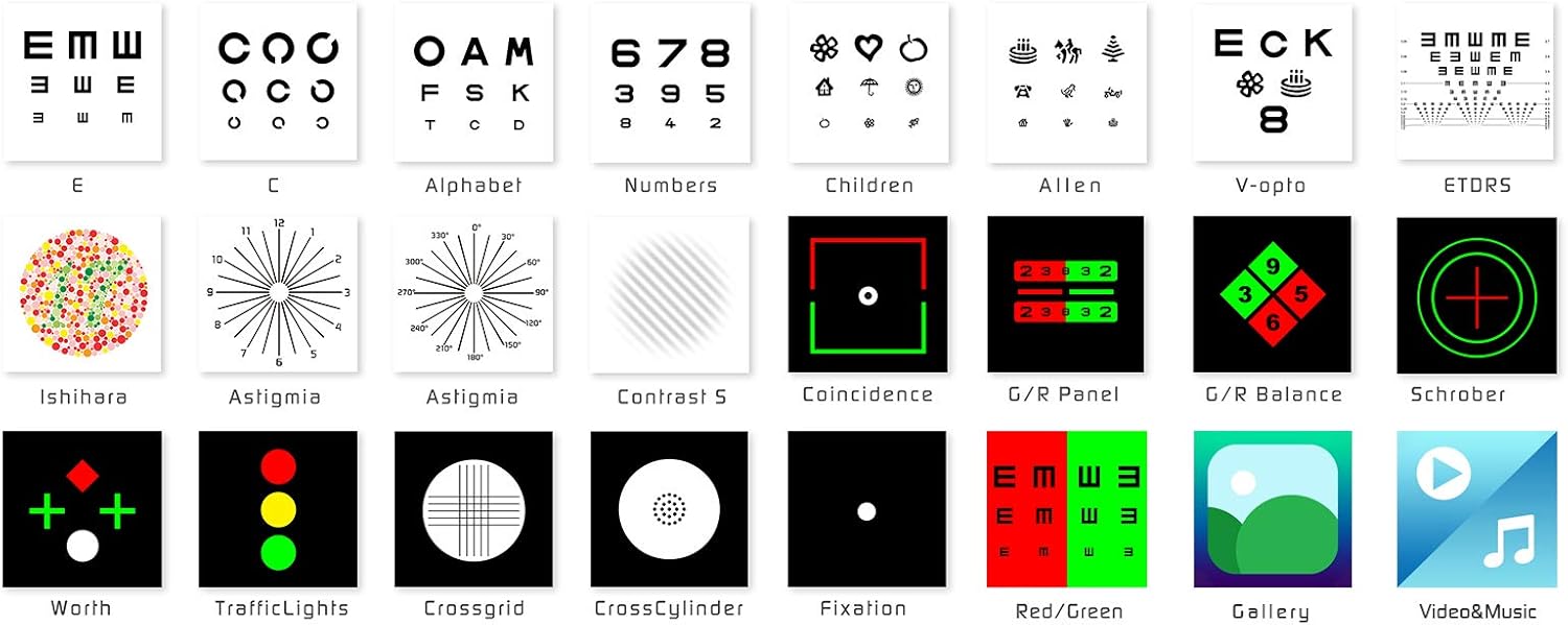 Optical Elite Vision Acuity Digital Chart Visual Targets Ophthalmic ...