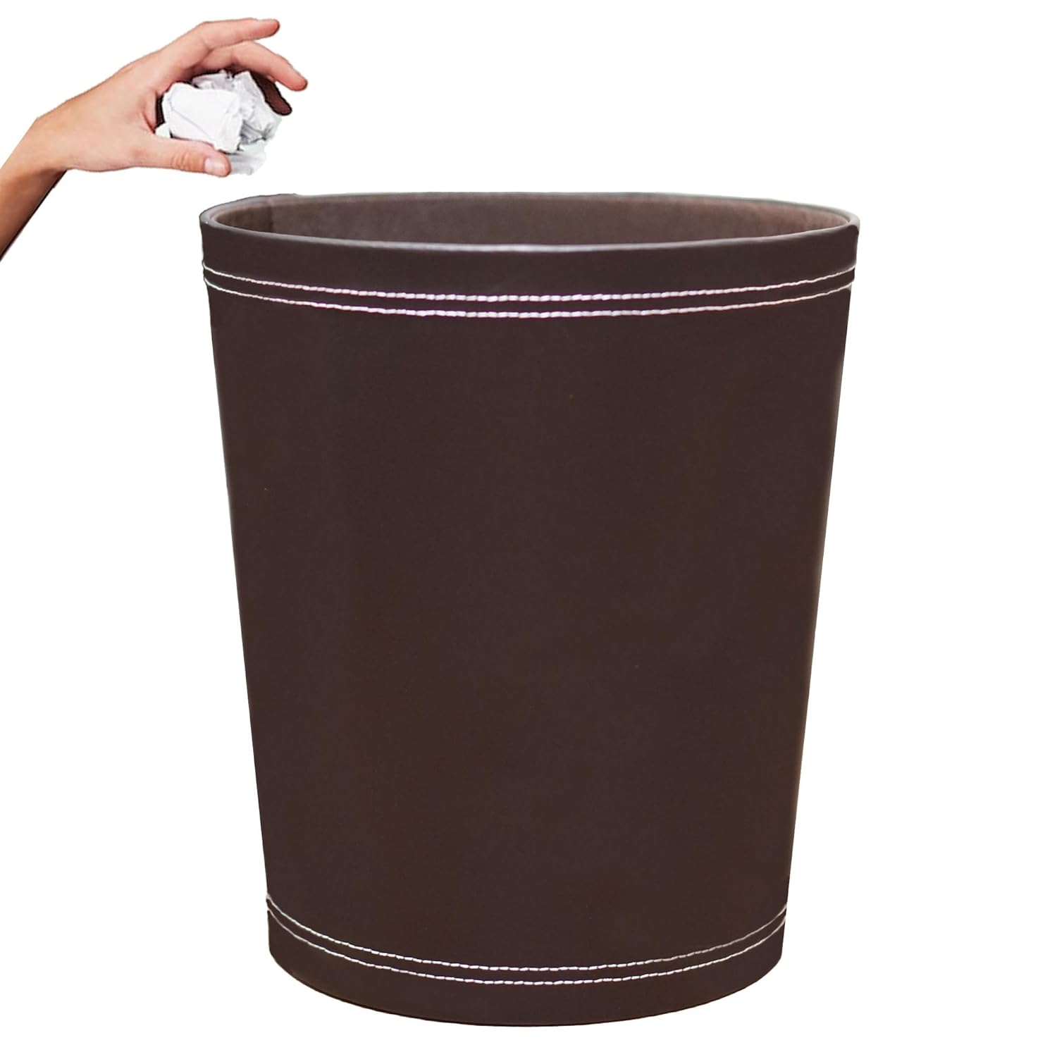 Amazon.com: Leather Brown Trash Can 2.6 Gallon Brown Garbage Can ...