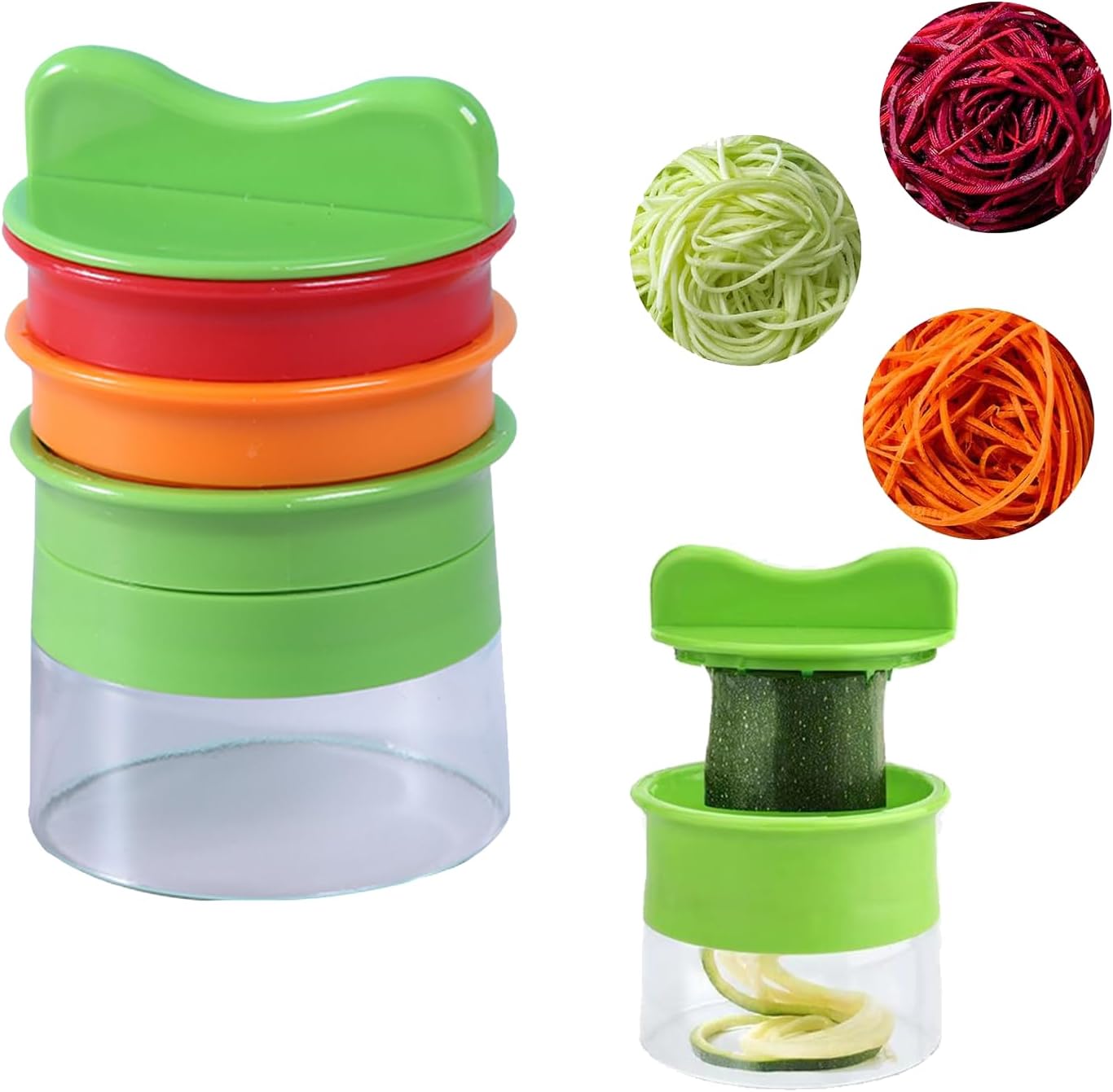 Kinwodon 3 in 1 Spiralizer for Vegetables, Handheld Vegetable Slicer ...