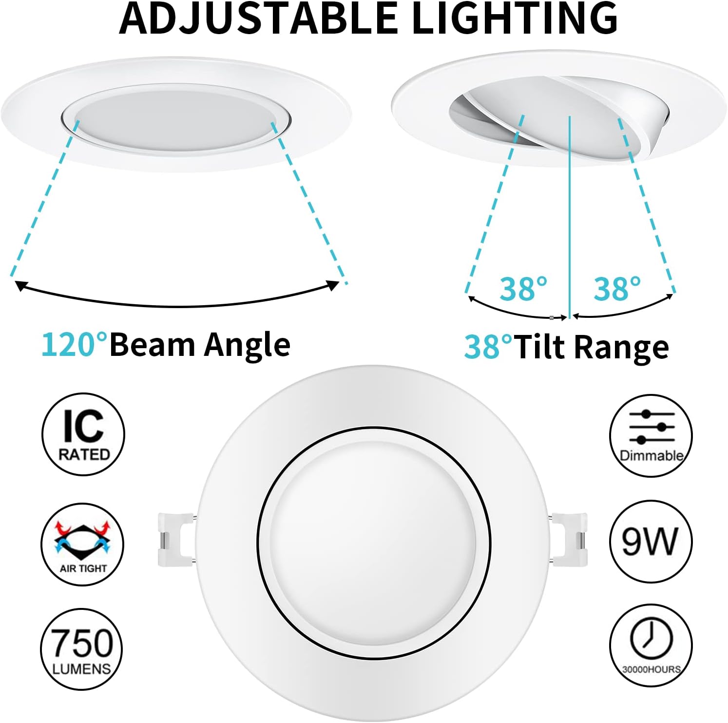 KnLnny Ware Paquete de 6 luces LED empotrables de 4 pulgadas, luz LED ...