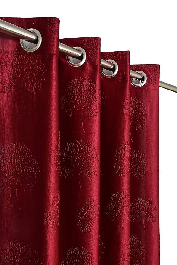 Buy Kiara Creations Premium Polyester Solid Tree Punching Curtain for ...