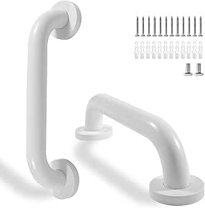 Amazon.com: Rackickyer Shower Grab Bar, 2 Pack 12 Inch White Bathroom Safety Bar, 1.25" Diameter ...