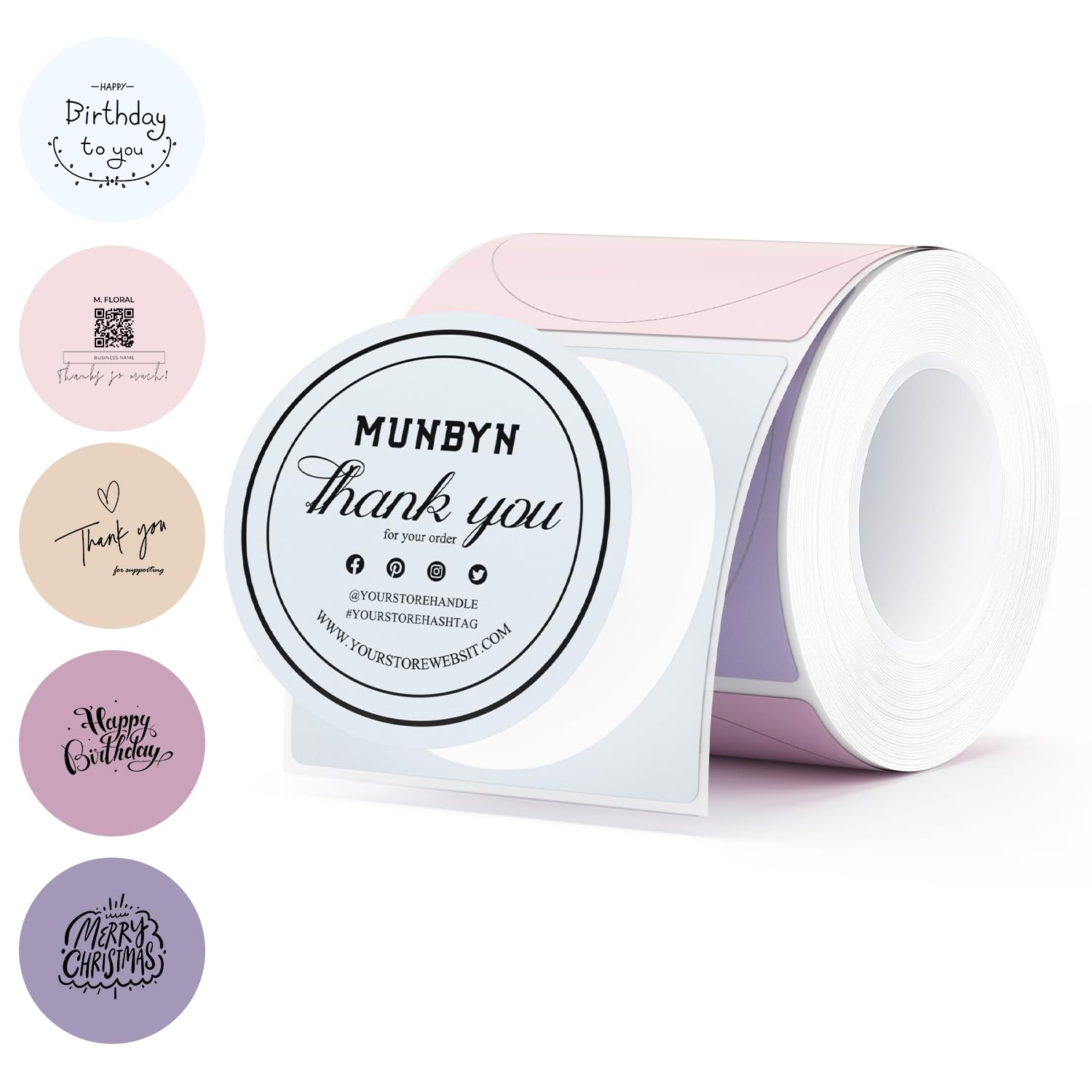 Snapklik.com : 2 Inch Round Thermal Labels, Color Thermal Sticker ...