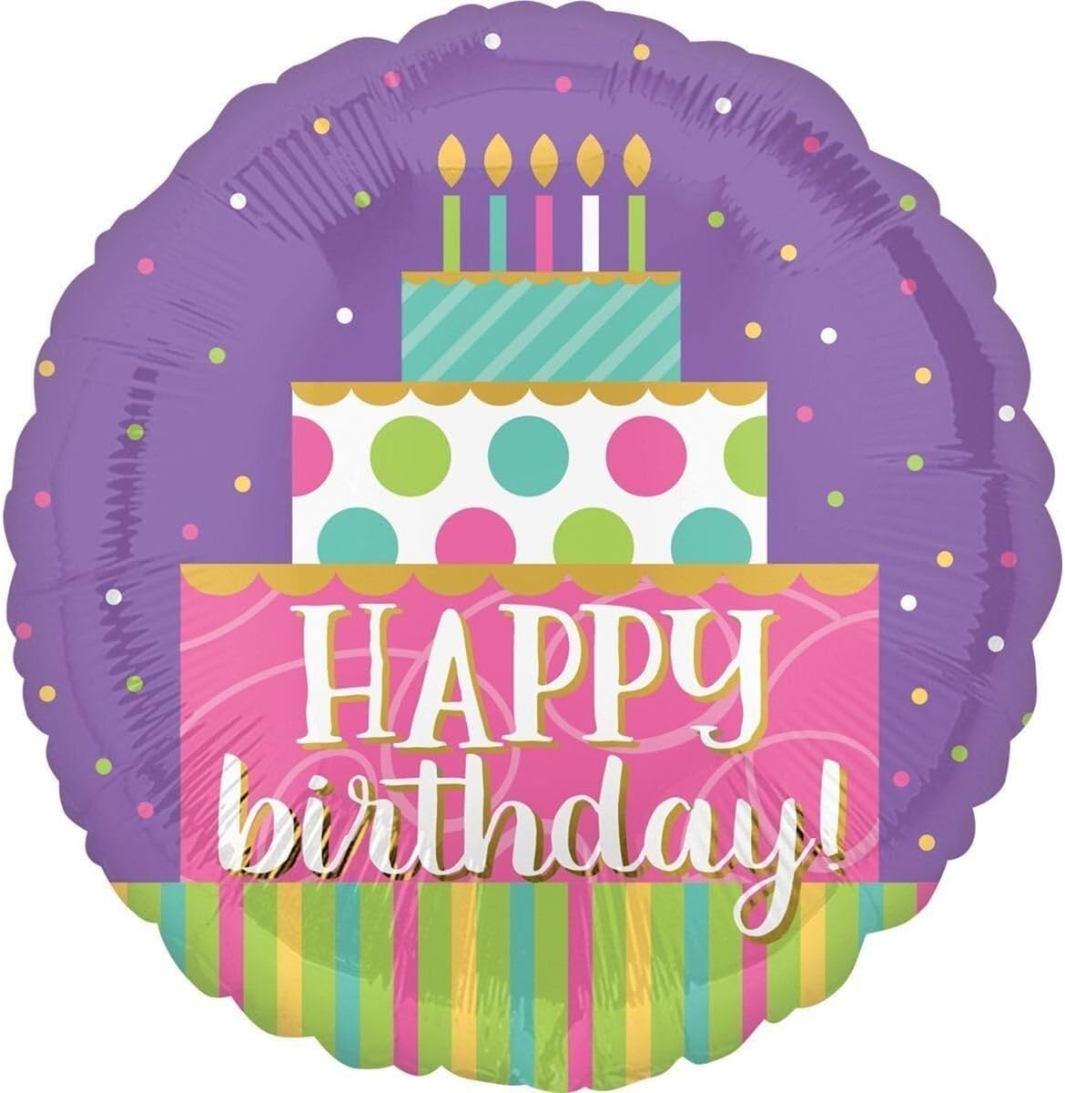 Amazon.com: Burton & Burton Happy Birthday Cake Print Foil/Mylar ...