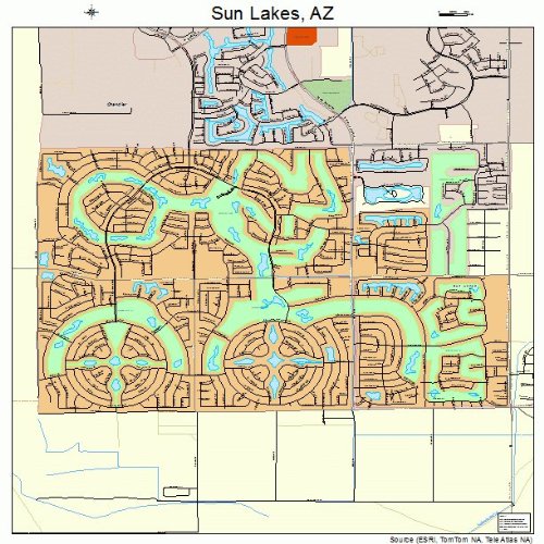 Amazon.com : Large Street & Road Map of Sun Lakes, Arizona AZ - Printed ...