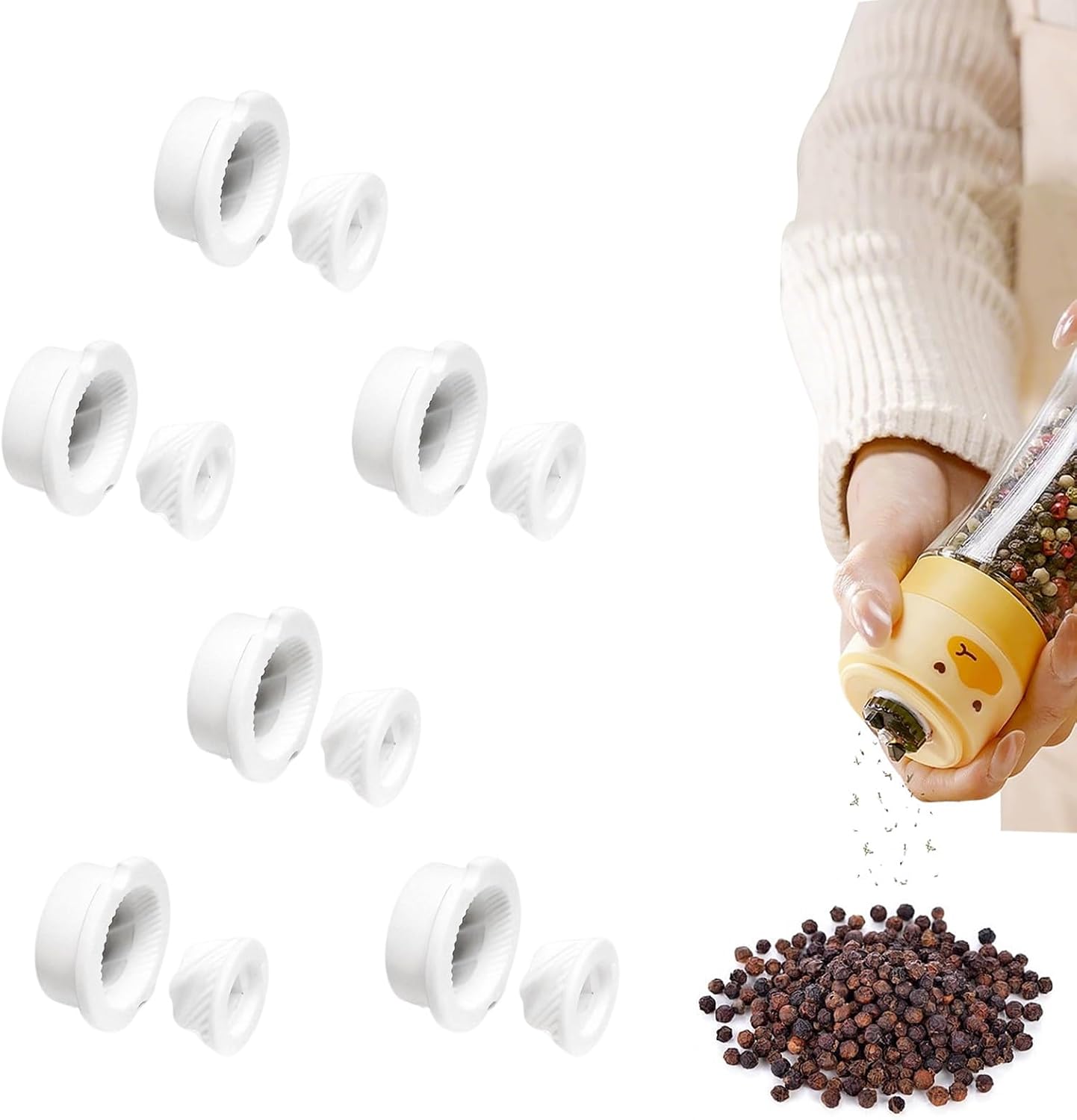 DCYQAIN 6 Pack Ceramic Salt Pepper Grinder Cores, 23mm Universal ...