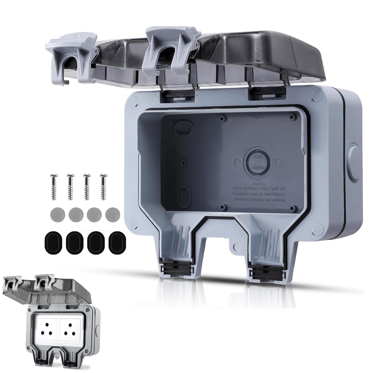 Serplex® 146 Type Double Socket Switch Cover with Flip Up Lid Duplex ...