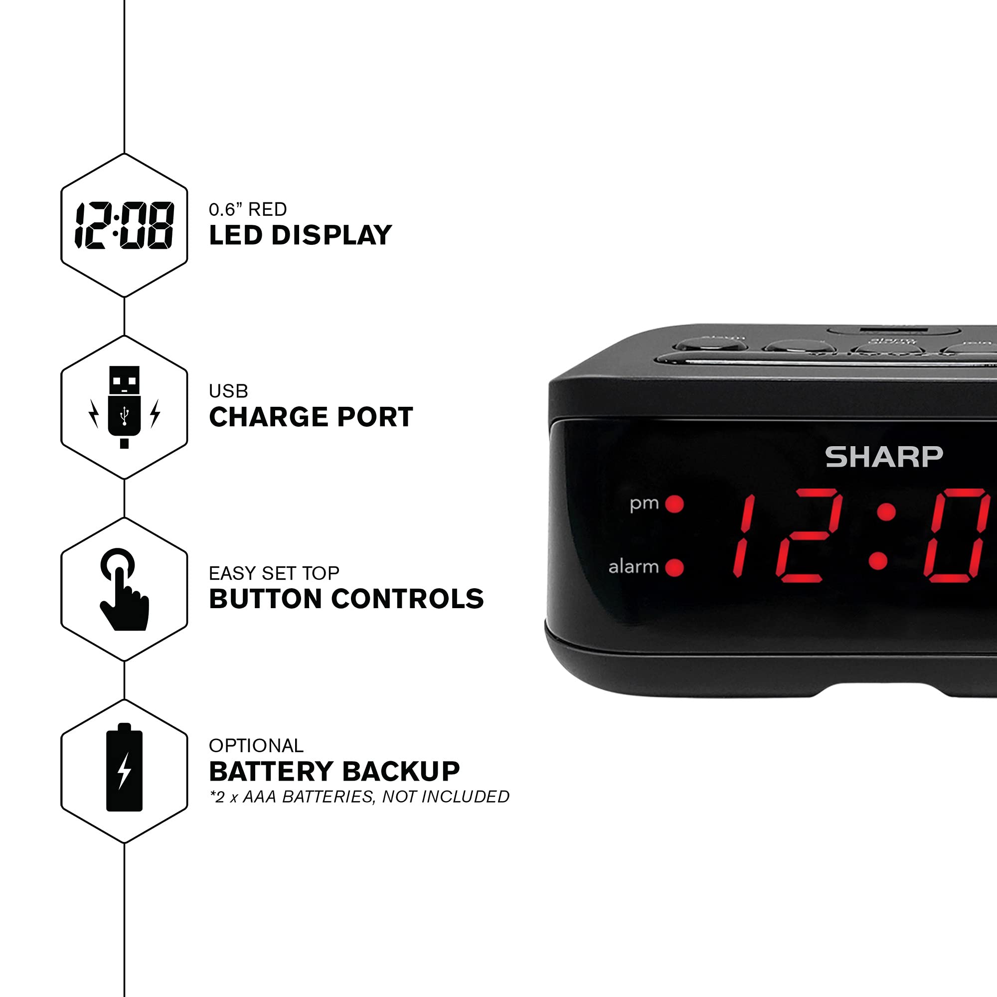 Snapklik.com : Sharp Digital Alarm Clock