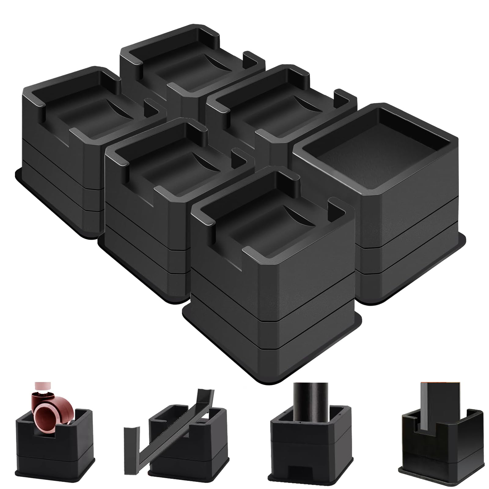 Amazon.com: MYMULIKE Bed Risers 3 inch, Adjustable Bed Risers for 1 ...