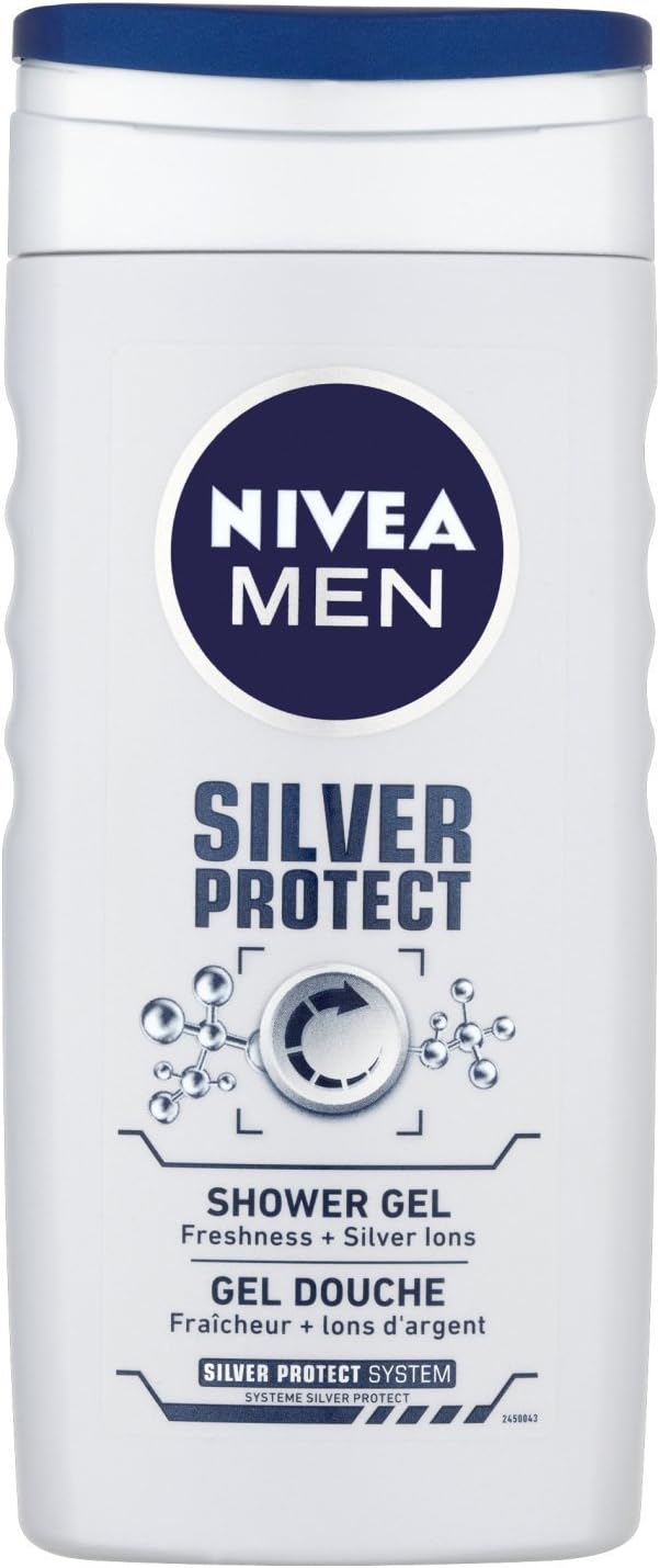 NIVEA MEN Silver Protect Shower Gel Pack of 6 (6 x 250ml), Anti ...