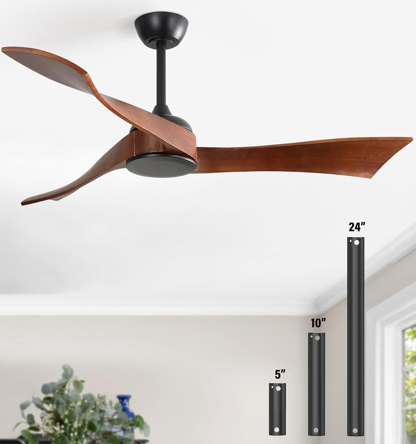 Amazon.com: Sofucor 52 inch Solid Wood Ceiling Fan with Remote no Light ...