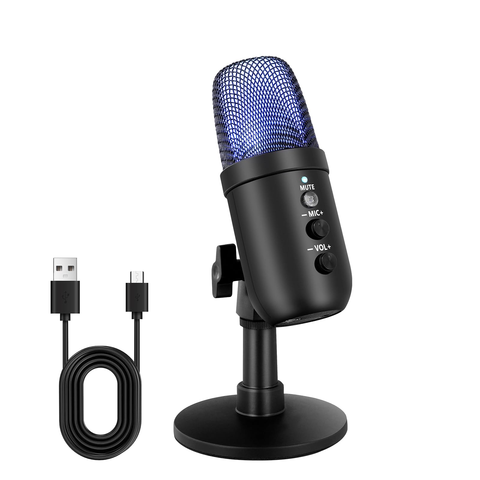 Deruaku Usb Microphone,Rgb Gaming Microphone For Pc,With Pop Filter And ...