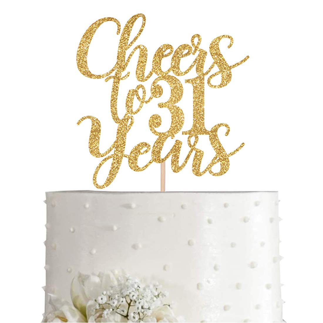 Amazon.com: Gold Glitter Cheers to 31 years cake topper, Gold Happy ...