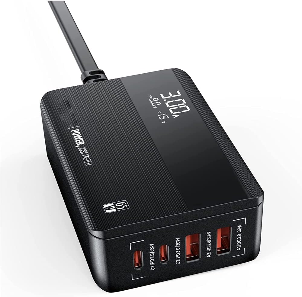 DETRO 65W USB-C 4 Port Desktop Charging Station 2 USB C PD3.0 + 2 QC3.0 ...