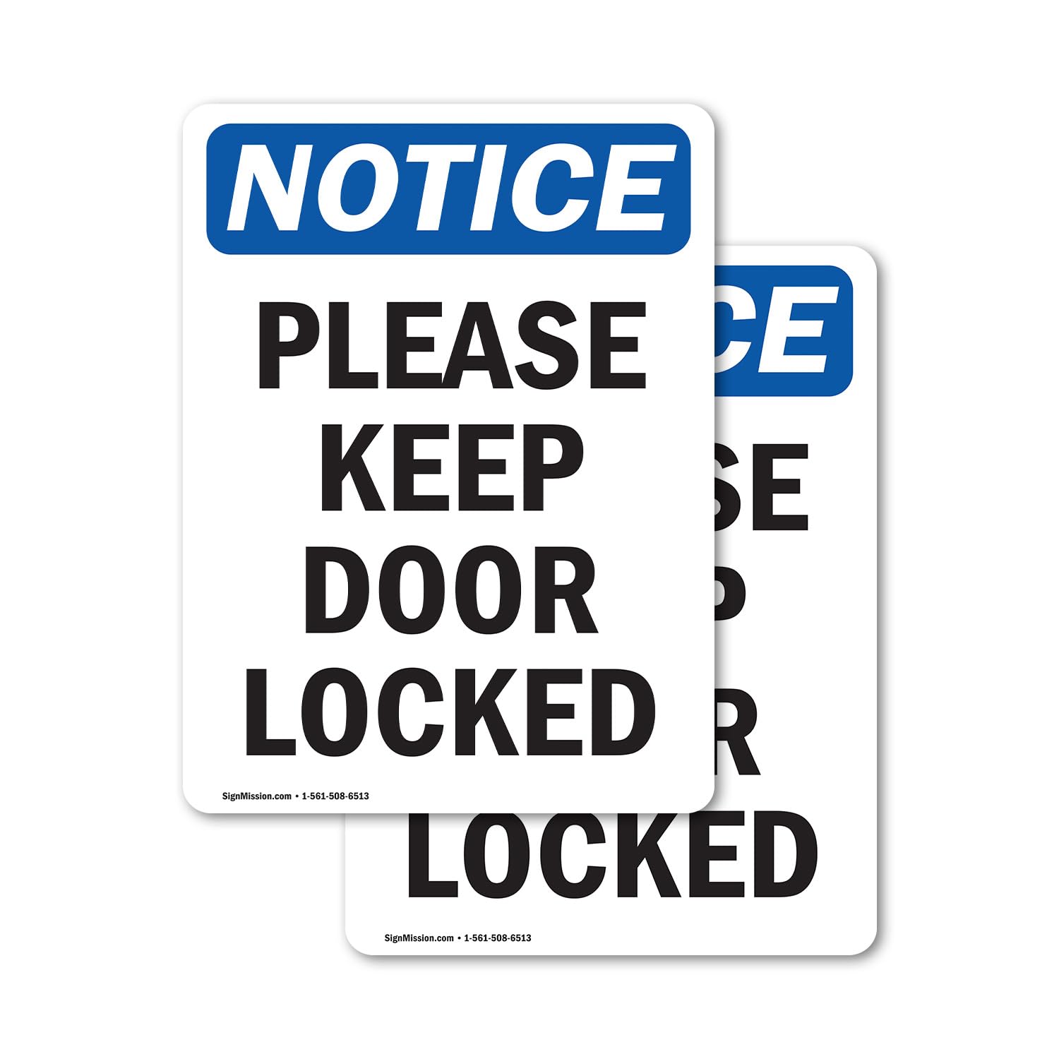 Amazon.com: (2 Pack) Please Keep Door Locked OSHA Notice Sign 5 Inch X ...