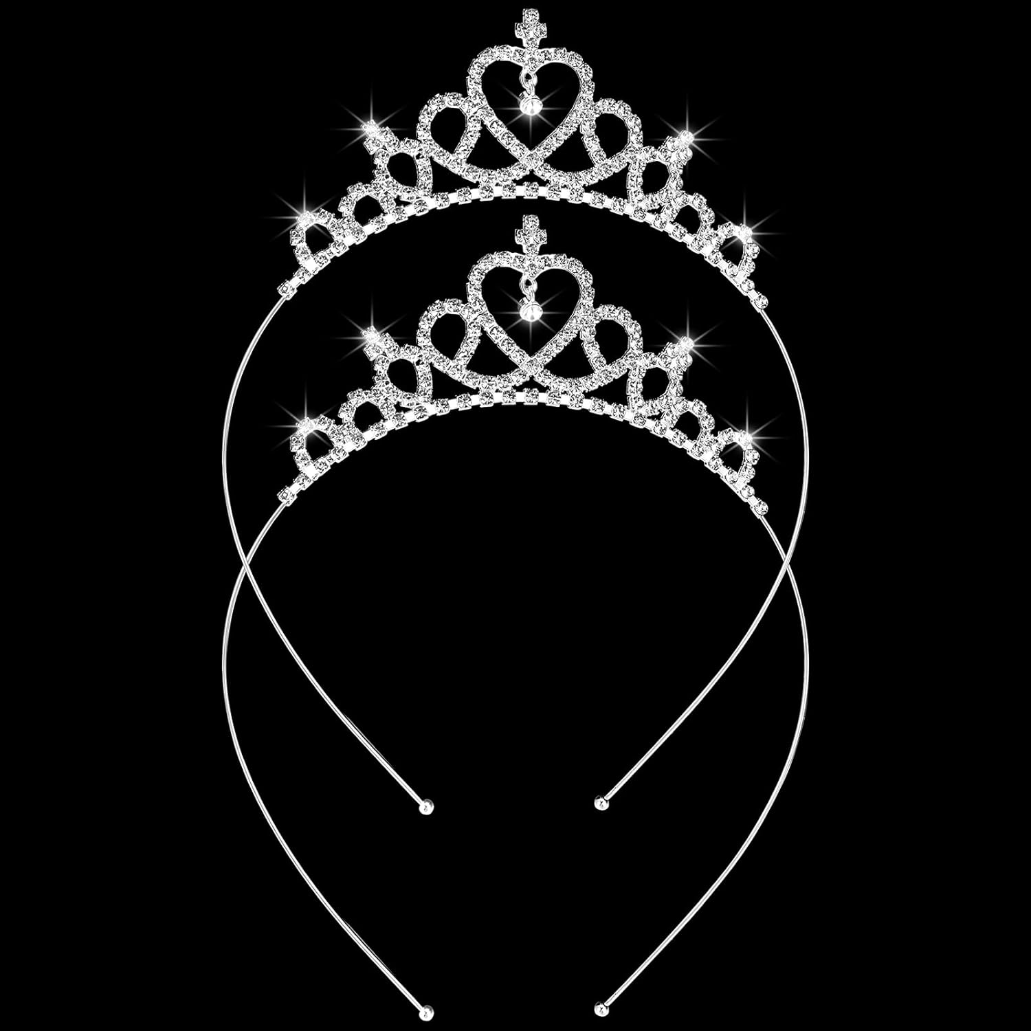 Amazon.com: Makone 2 Pieces Girls Crystal Tiara Silver Princess Crown ...