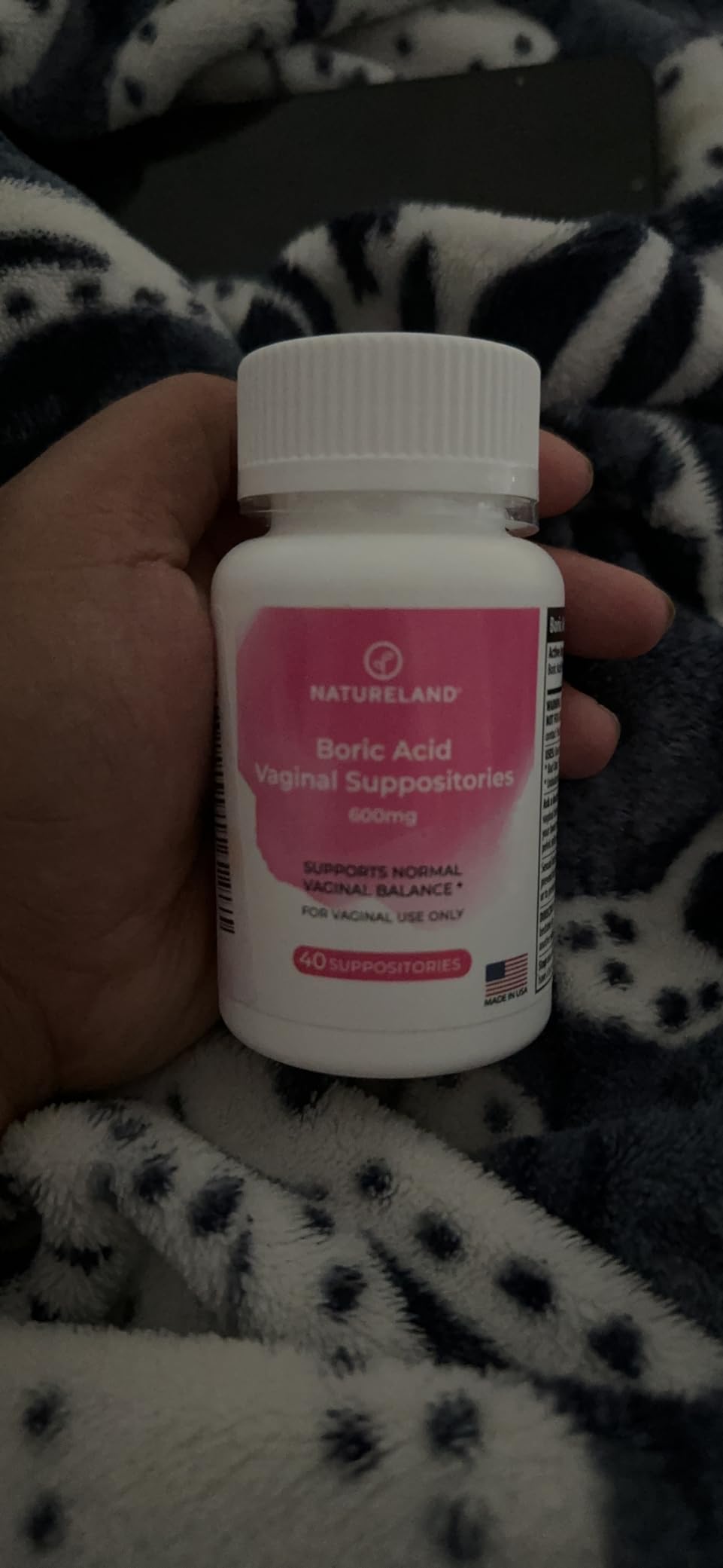 Natureland 40 Count, 600mg Boric Acid Vaginal Suppositories, Made in ...
