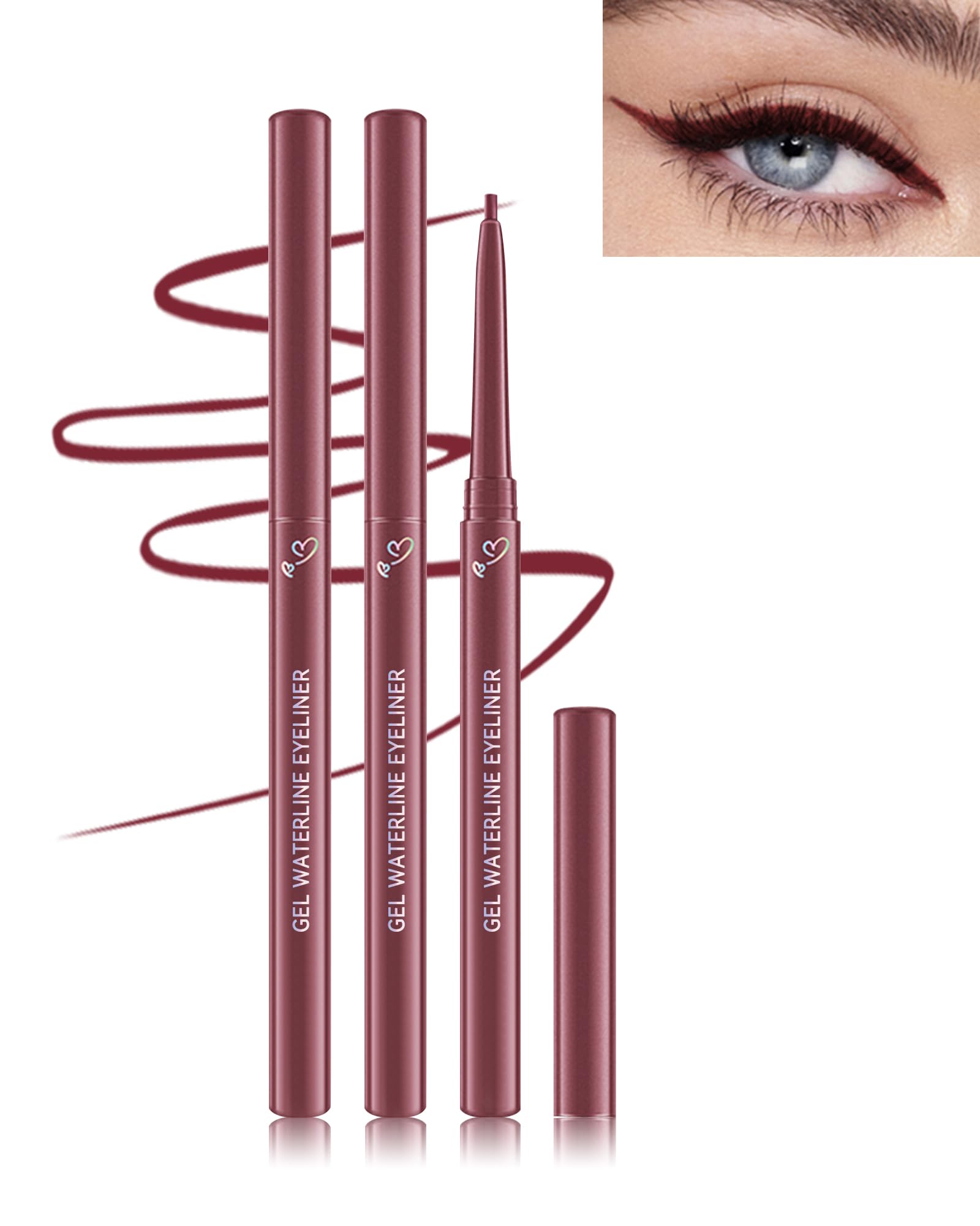 Amazon.com : Burgundy Gel Waterline Eyeliner, Glides on Smooth Eyeliner ...