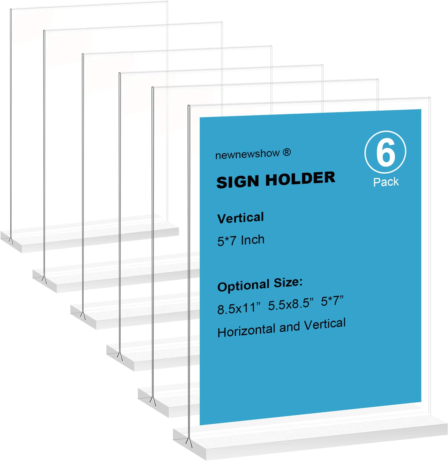 Snapklik.com : Newnewshow 5x7 Acrylic Sign Holder 6 Pack Vertical T ...