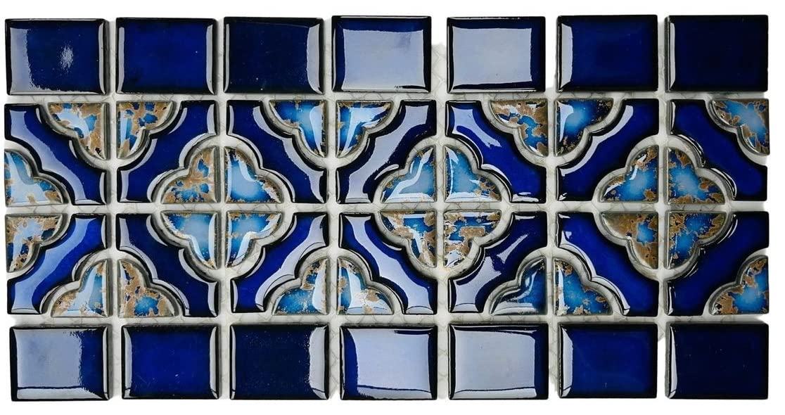 Sunburst Calacatta Blue Glossy Porcelain Border Pool Wall and Floor ...