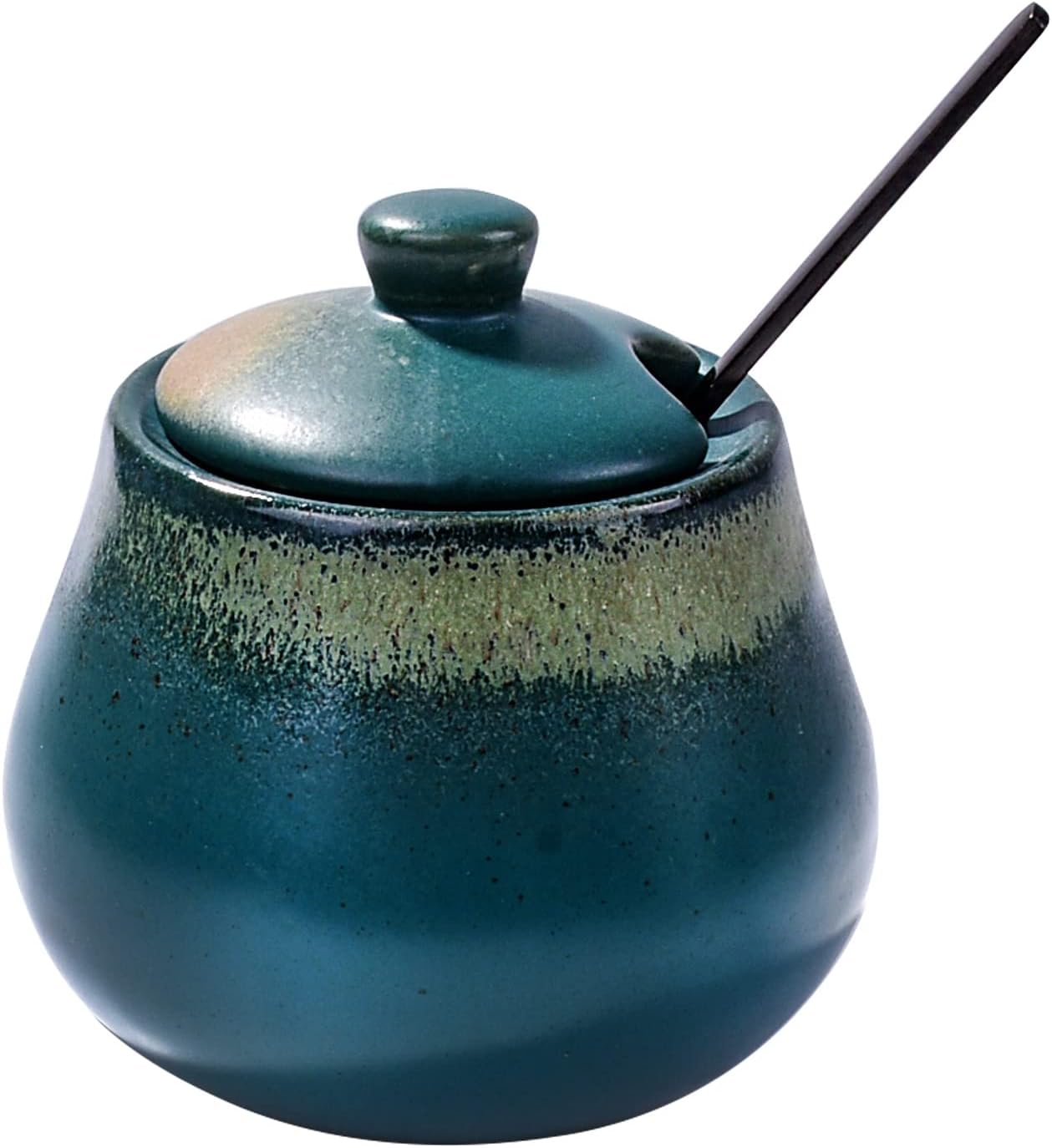 Amazon.com | Green Ceramic Sugar Bowls, Ceramic Sugar Bowl with Lid and ...