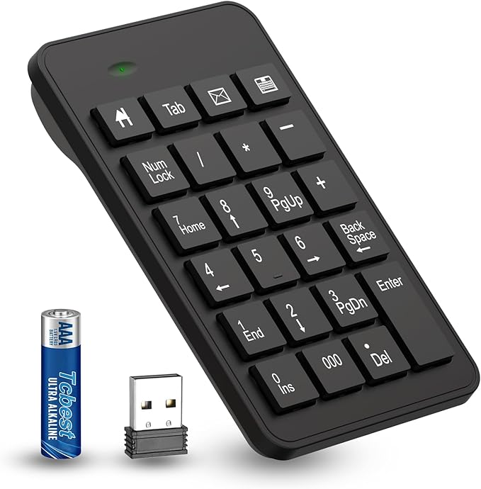 Amazon.com: Wireless Number Pad with Battery, Enhanced Efficiency with ...