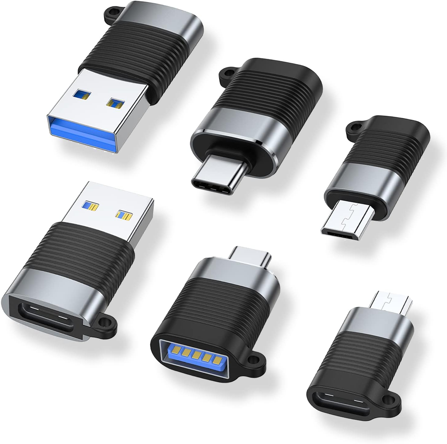 AreMe USB C Adapter (6 Pack), Micro Male to Female, 3.0 Type-C Female ...
