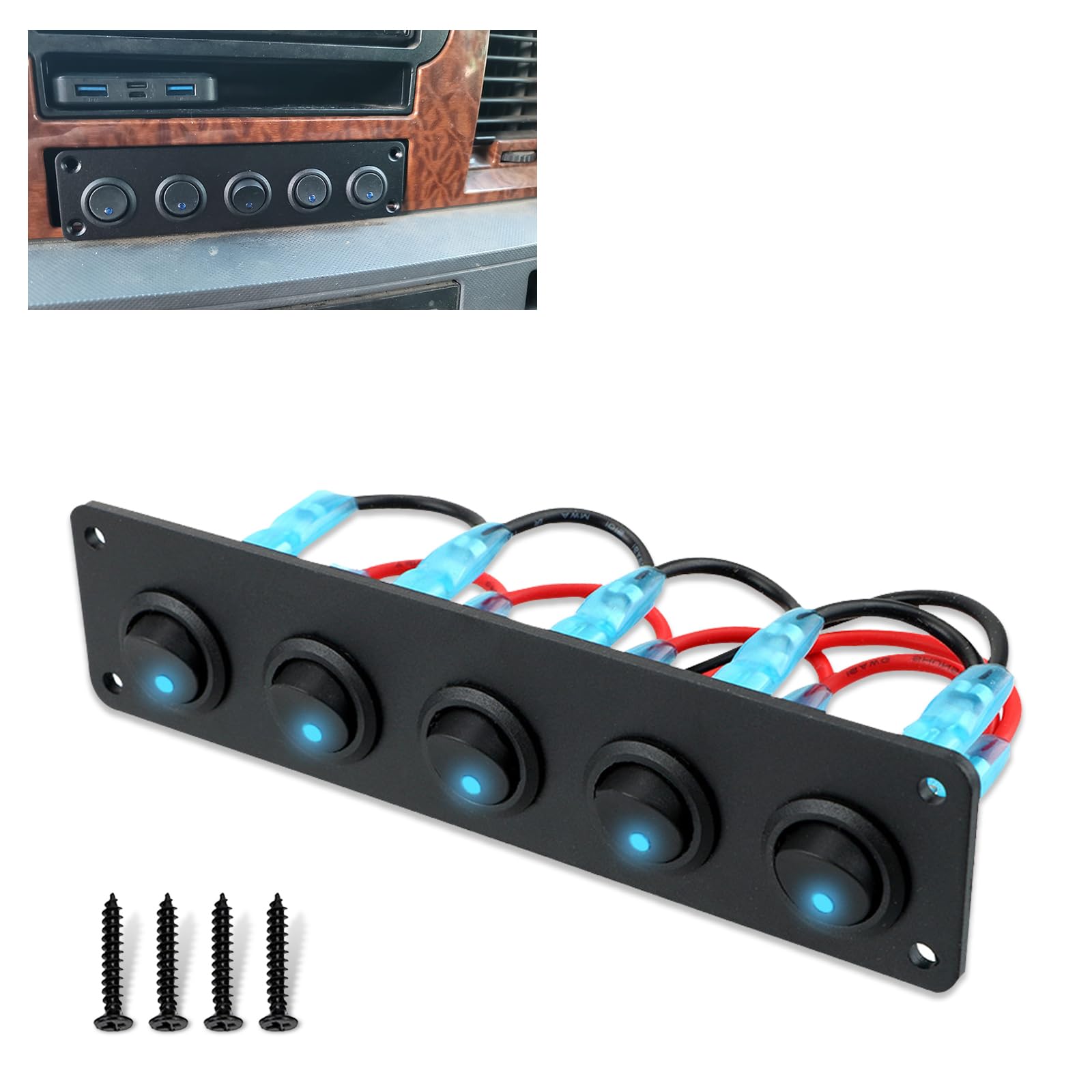 Amazon.com: ZBGUN 1 PC Car Switch Combination Panel, Five-Position Cat ...