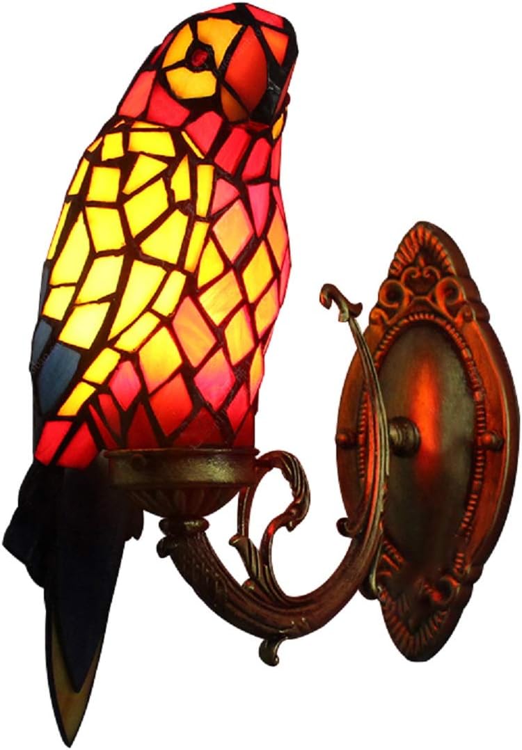 LITFAD Parrot Tiffany Crystal Chandeliers 6 Heads Pendant Lighting ...