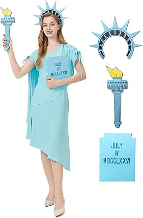 Amazon.com: Lydoesy 4 PCS Lady Liberty Costume Women‘s Statue of ...