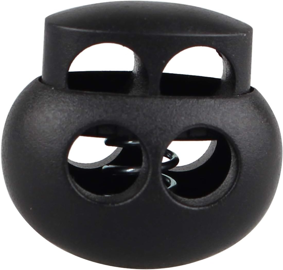Futheda 50PCS Spring Cord Lock Buckles Double Hole Cord Locks Black ...