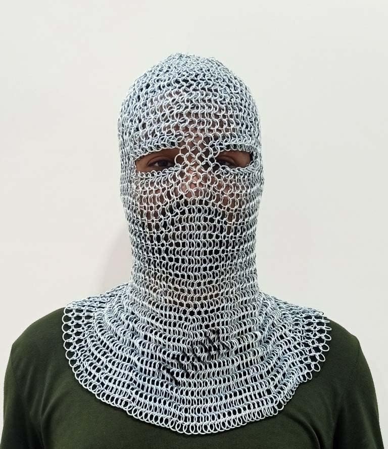 Amazon.com: Medieval Knight Silver Eyes Chainmail Coif Armor Hood ...