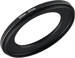 Amazon.com : 55mm to 37mm Step Up Ring Filter Adapter Black Metal Step ...