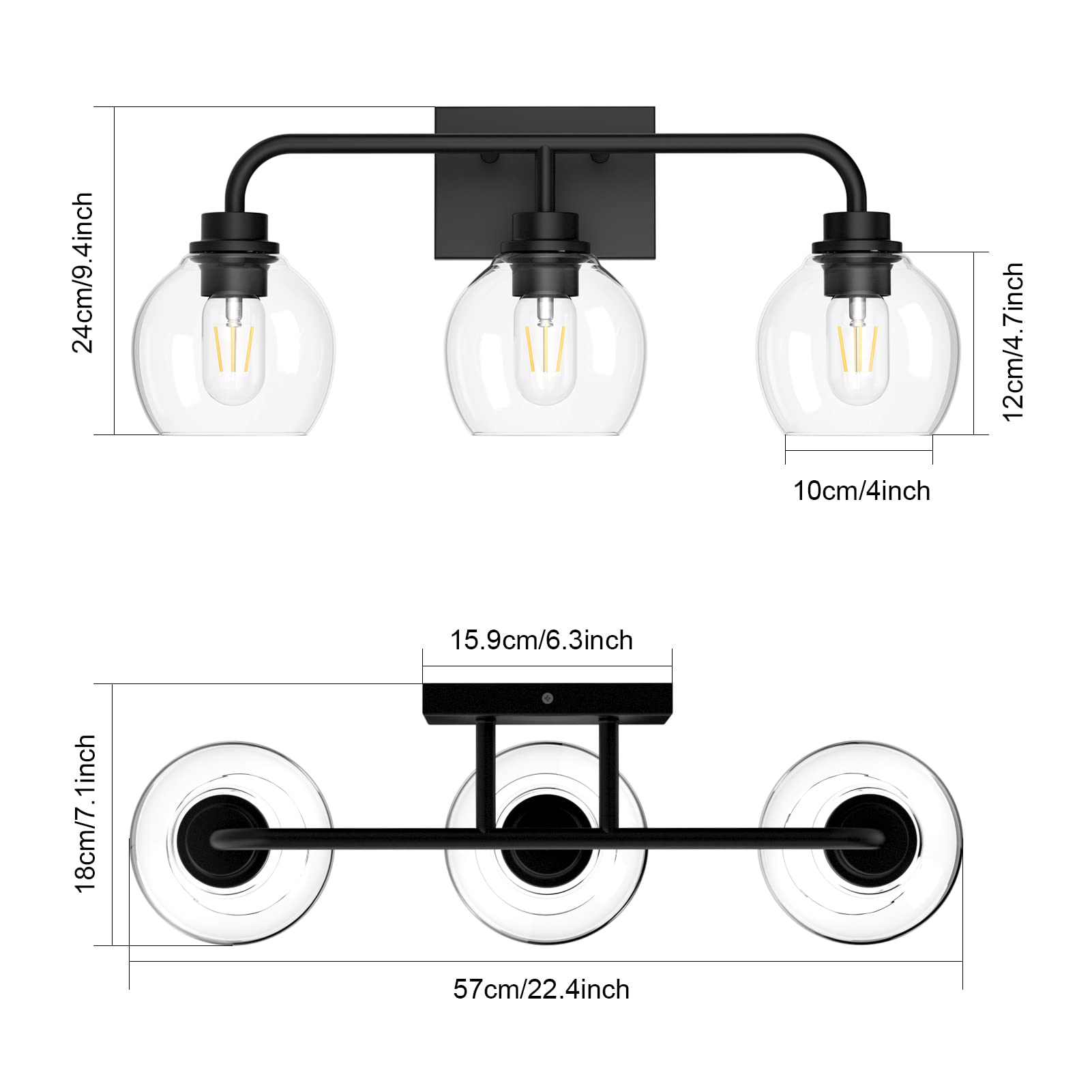Snapklik.com : Tipace Black Industrial Bathroom Vanity Light Fixtures ...