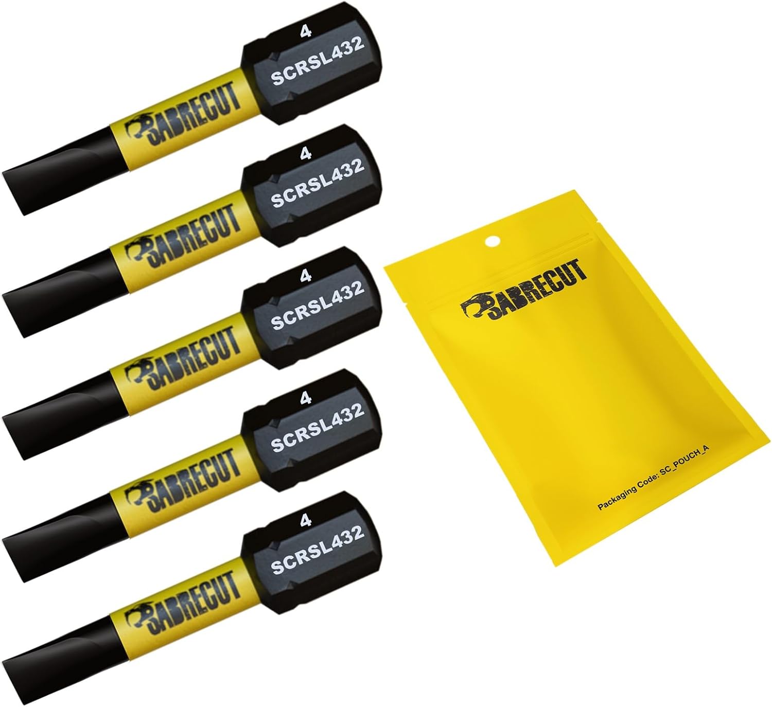 5 x SabreCut SCRSL432_5 32mm SL4 Slotted Magnetic Impact Screwdriver ...