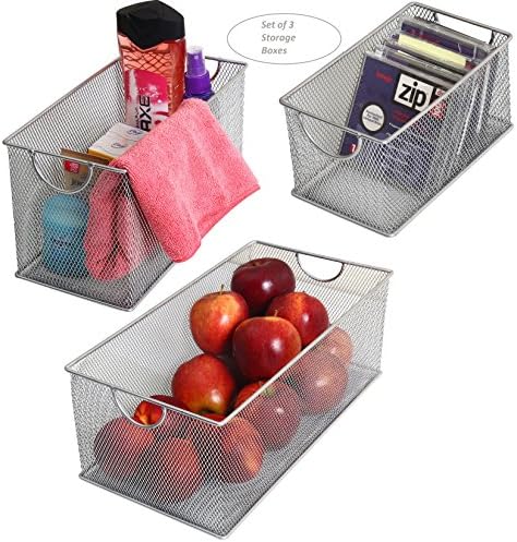 Amazon.com: YBM Home 2320-3 Set of 3 Mesh Storage Boxes, Silver Mesh ...