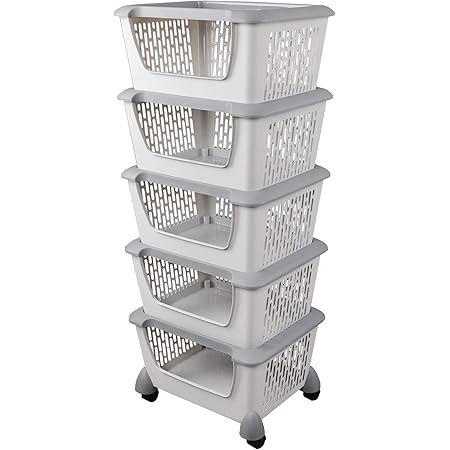 Amazon.com - Innouse 5 Tier Large Plastic Storage Stacking Basket/Bin ...
