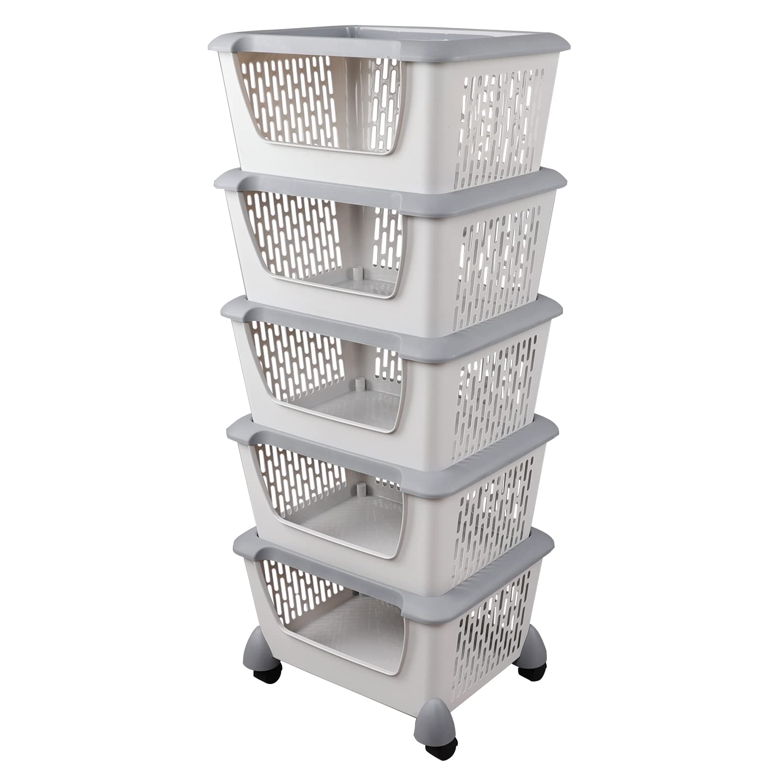 Amazon.com: Innouse 5 Tier Large Plastic Storage Stacking Basket/Bin on ...