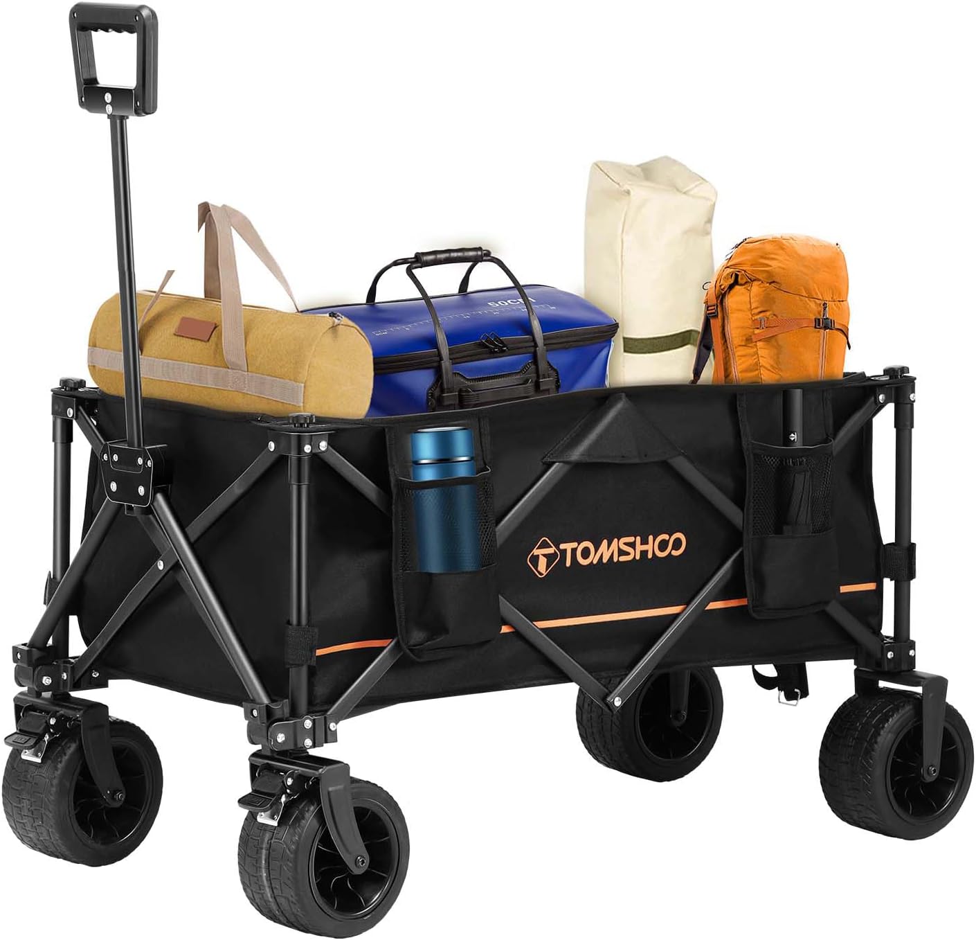Amazon.com: TOMSHOO Wagon, Collapsible Folding Wagon with 4'' Big ...