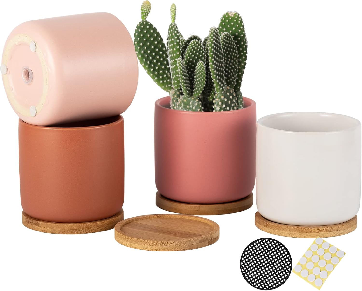 Amazon.com: OMAYKEY 4 Inch Ceramic Plant Pot with Saucer, Multicolor ...